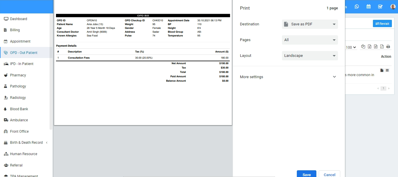 Single Module Billing - Hospital ERP Software : Hospital Management ...