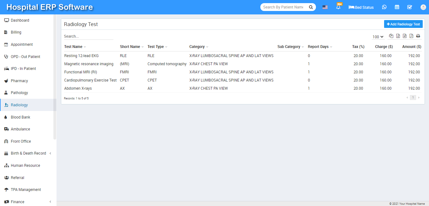 How to add radiology test in Hospital ERP Software? - Hospital ERP ...